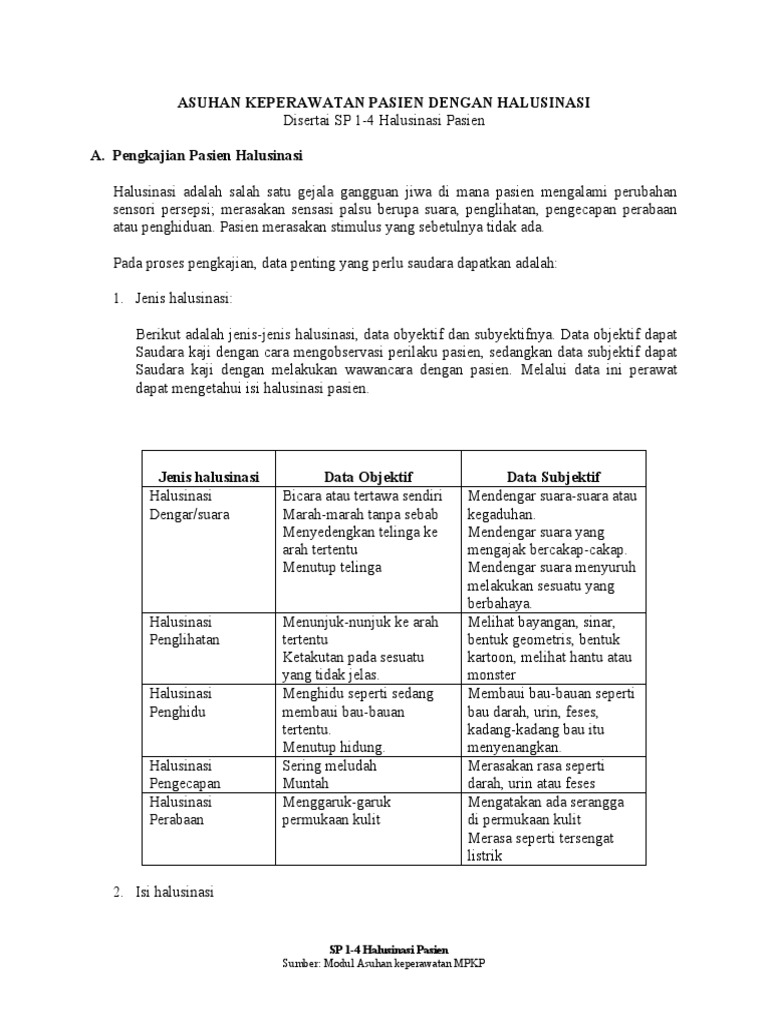 SP 1 4 Halusinasi Pasien | PDF