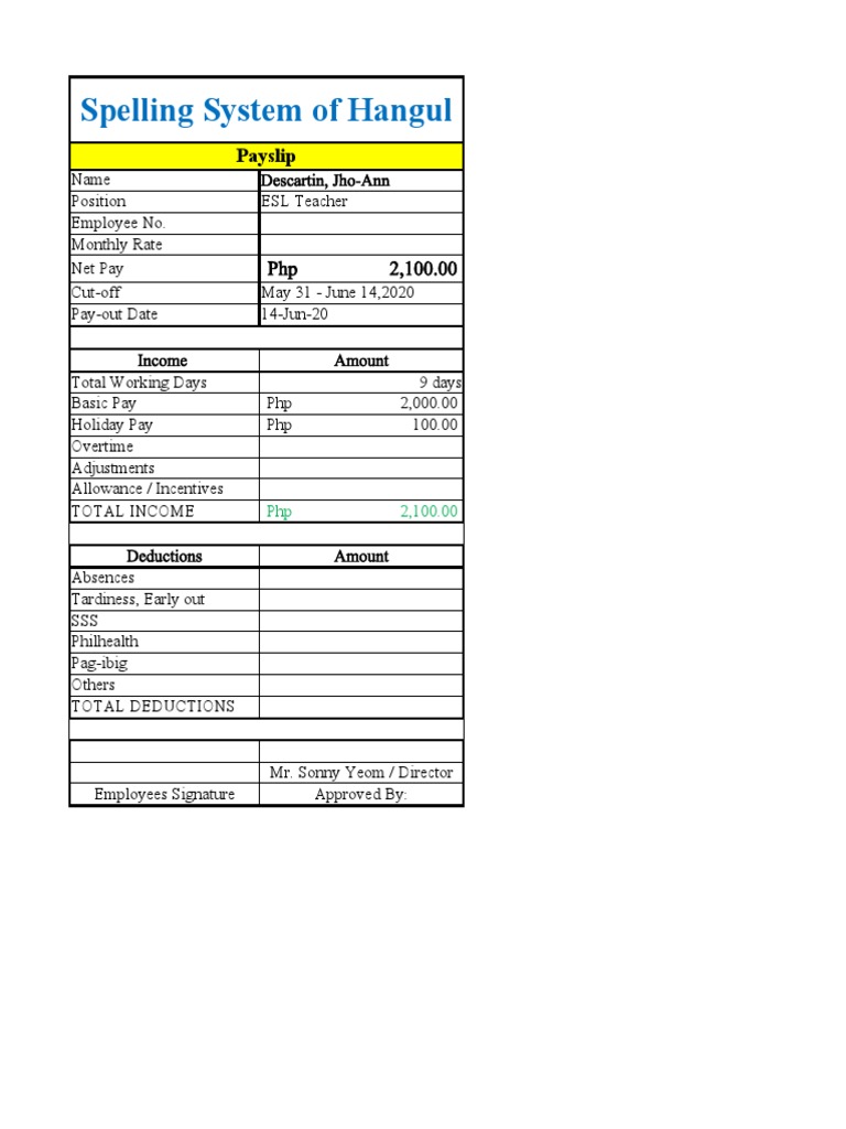 Payslip Records of an ESL Teacher | PDF | Paycheck | Overtime