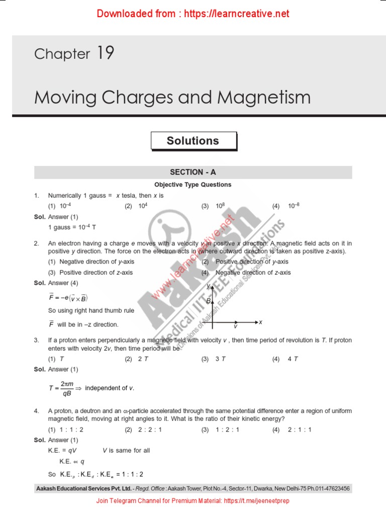 Aakash Physics Study Package 6 Solutions | PDF | Magnetic Field | Electromagnetism