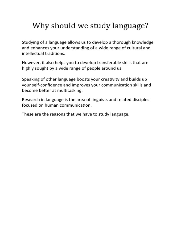Why Should We Study Language Soundarraj | PDF