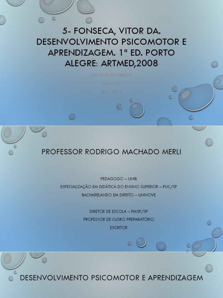 Desenvolvimento Psicomotor e Aprendizagem - Victor Da Fonseca - Slides ...