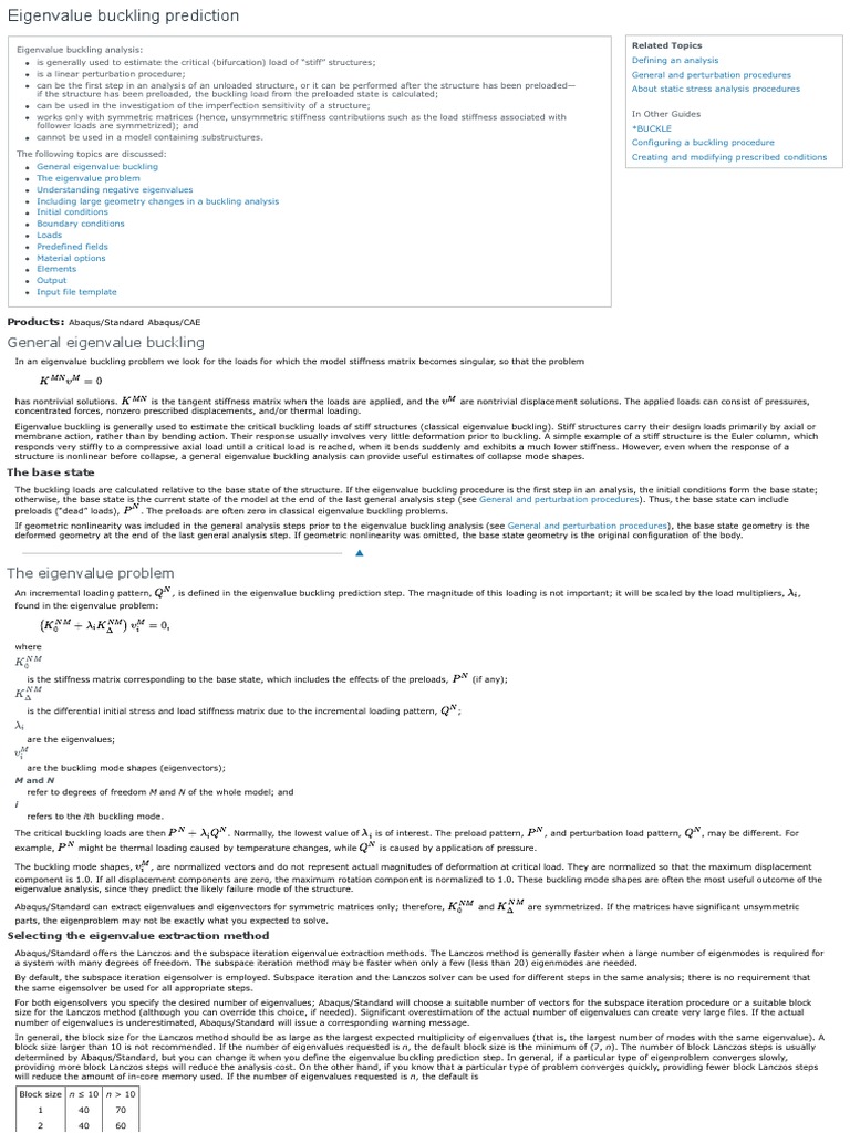Eigenvalue Buckling Analysis Guide | PDF | Buckling | Eigenvalues And ...