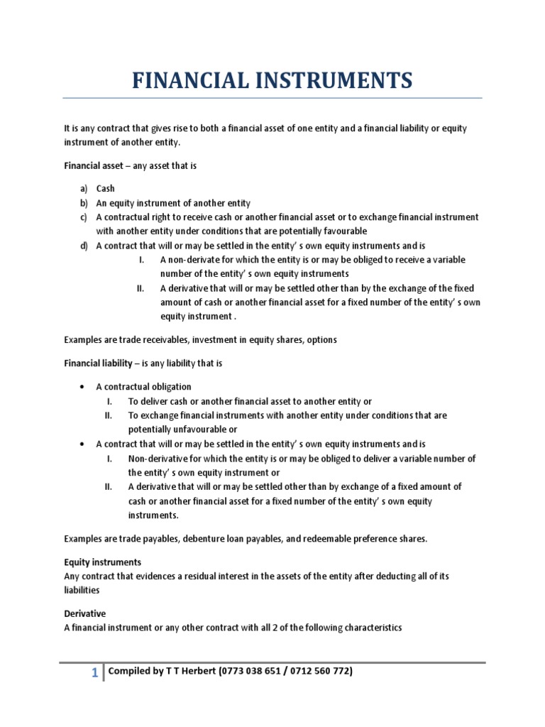 Financial Instruments: Financial Asset - Any Asset That Is | PDF ...