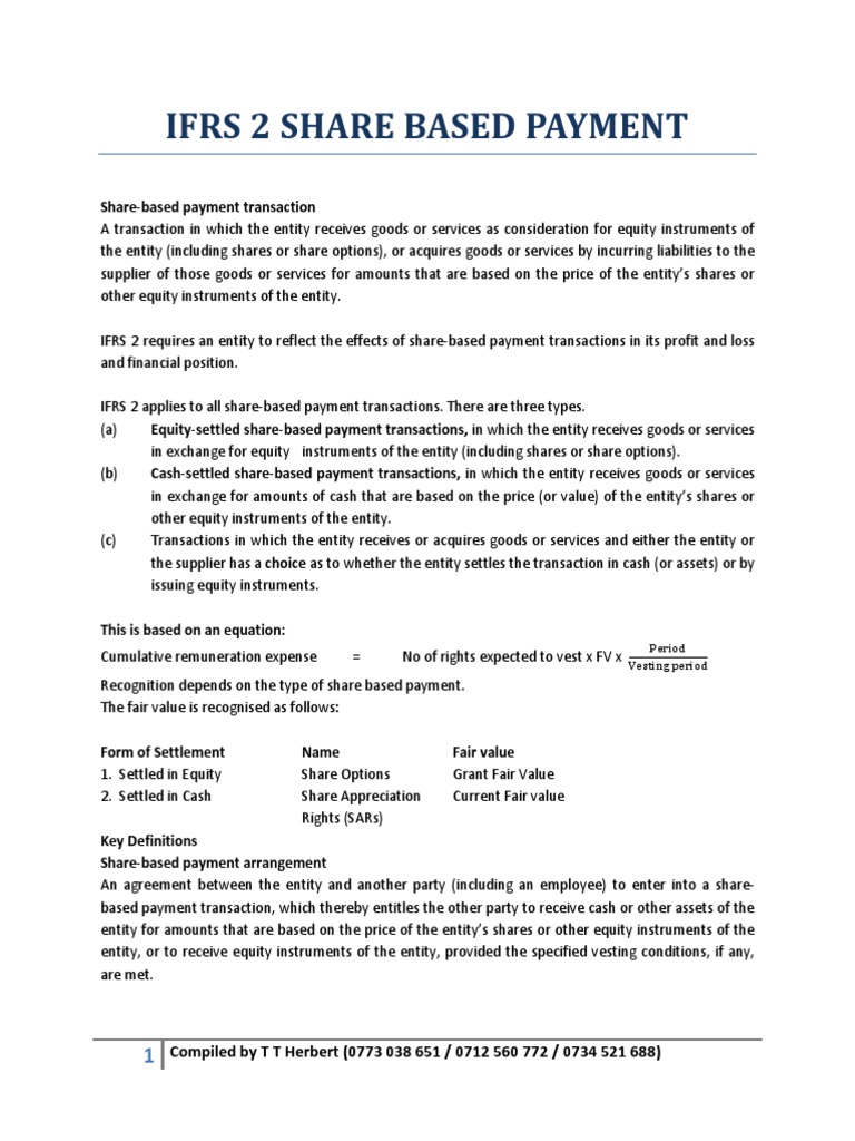 Ifrs 2 Share Based Payment (2021) | PDF | Equity (Finance) | Fair Value