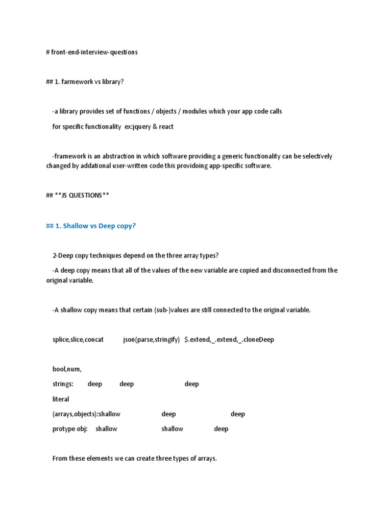 Front End Interview Questions | PDF | Java Script | Ajax (Programming)