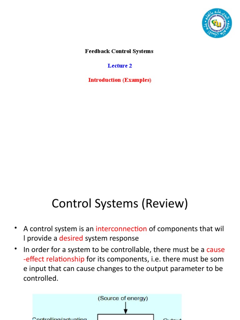 Feedback Control Systems: Introduction (Examples) | Download Free PDF ...