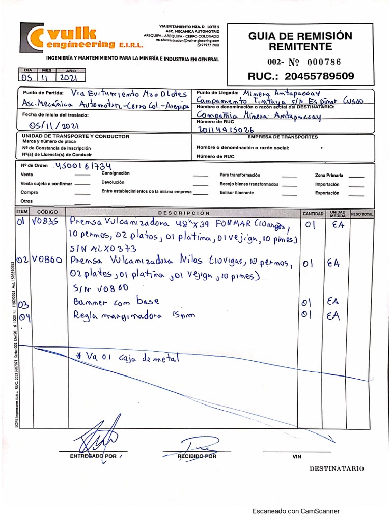 Guias de Remision Vulk | PDF