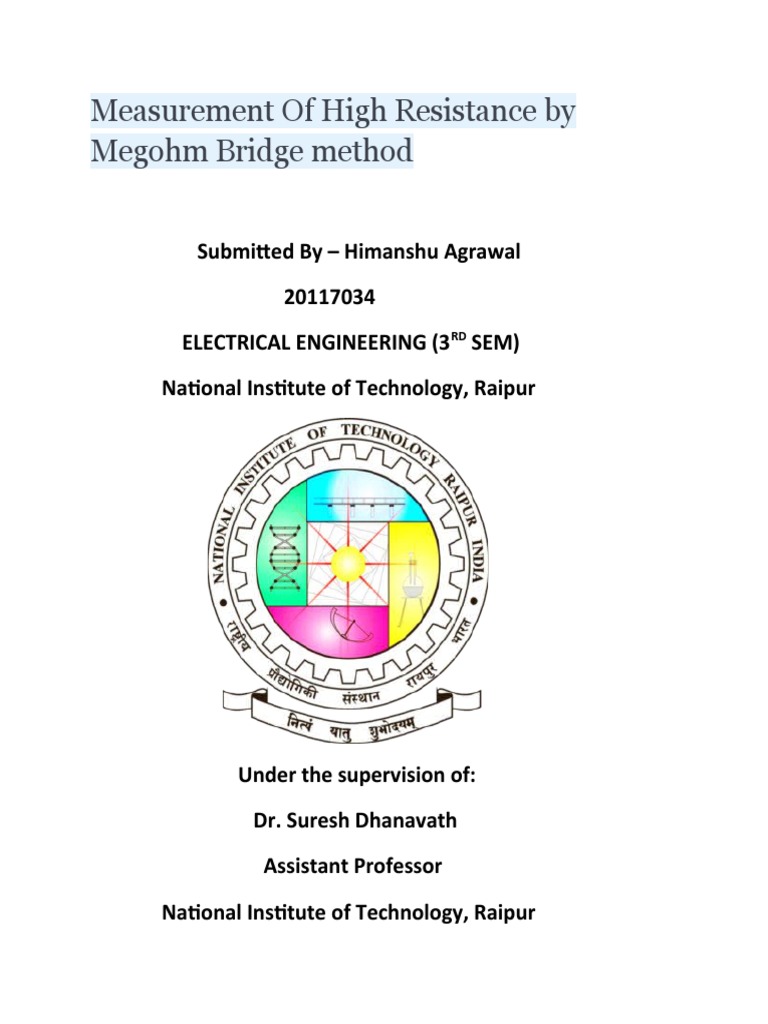 Measurement of High Resistance by Megohm Bridge Method | PDF ...