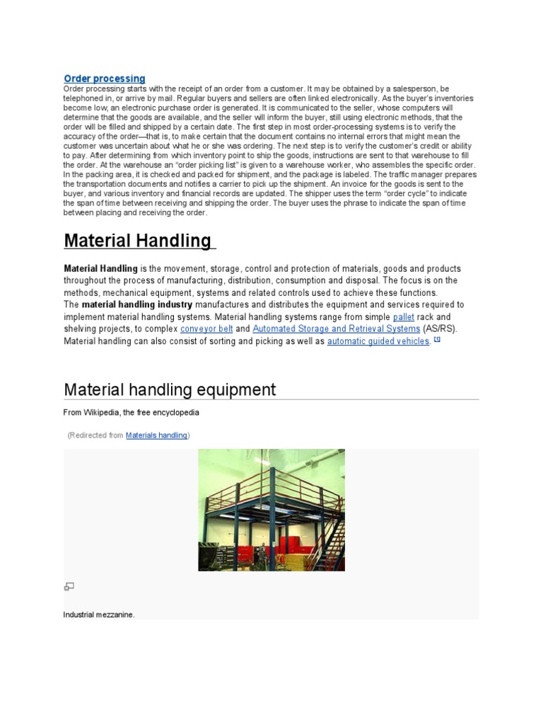 Order Processing Pdf Warehouse Business