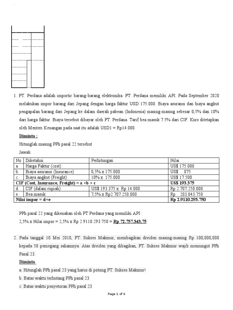 UTS Akuntansi PPH (A2) Jawaban | PDF | Pengelolaan Keuangan & Uang