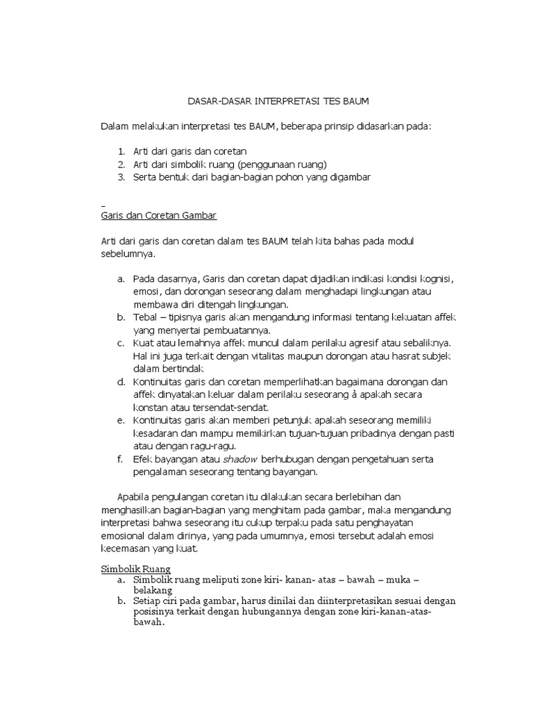 Interpretasi Tes BAUM | PDF | Seni & Disiplin Bahasa