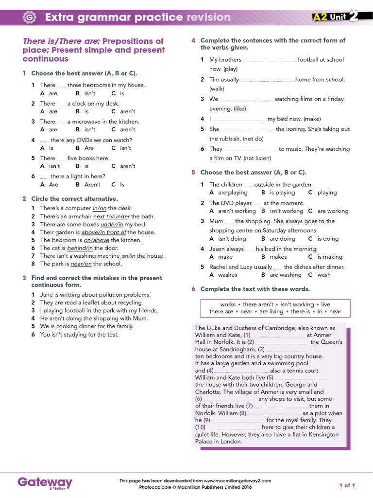 A2 UNIT 2 Extra Grammar Practice Revision | PDF | Grammar | Linguistics