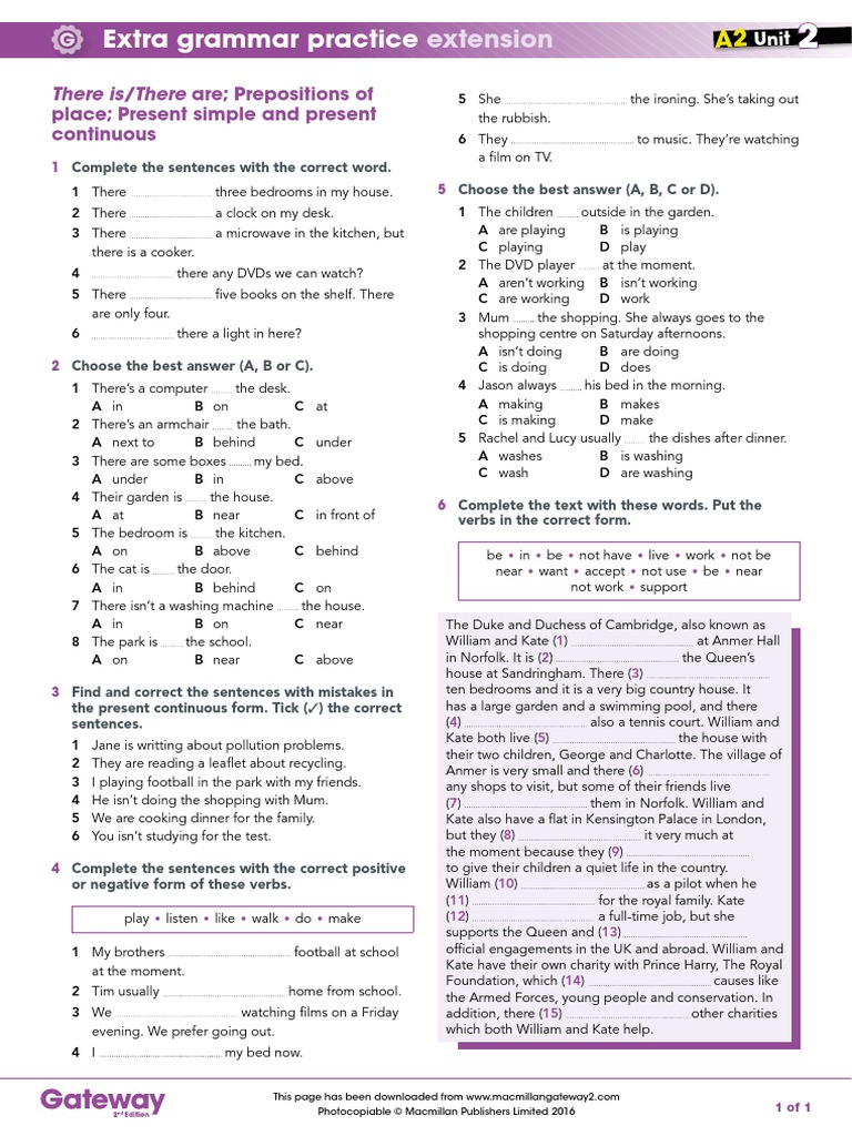 A2 UNIT 2 Extra Grammar Practice Extension | PDF