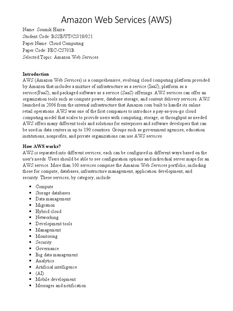 Amazon Web Services | PDF | Cloud Computing | Amazon Web Services