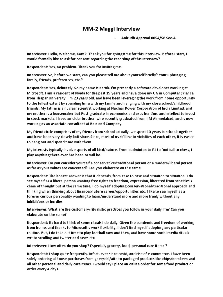 MM-2 Maggi Interview | PDF | Brand | Foods