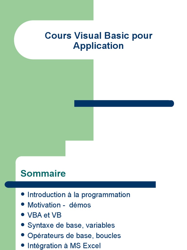 Pic Cours | PDF | Visual Basic for Applications | Langage de programmation