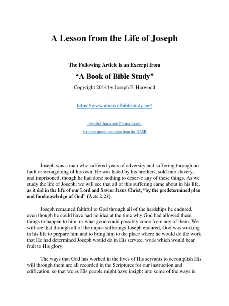 A Lesson From The Life of Joseph | PDF | Jacob | Book Of Genesis
