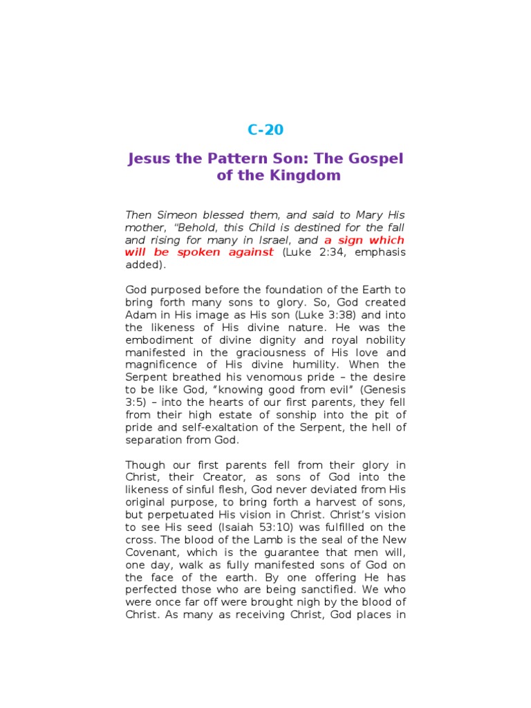 Jesus: The Pattern Son of God | PDF | Covenant (Biblical ...