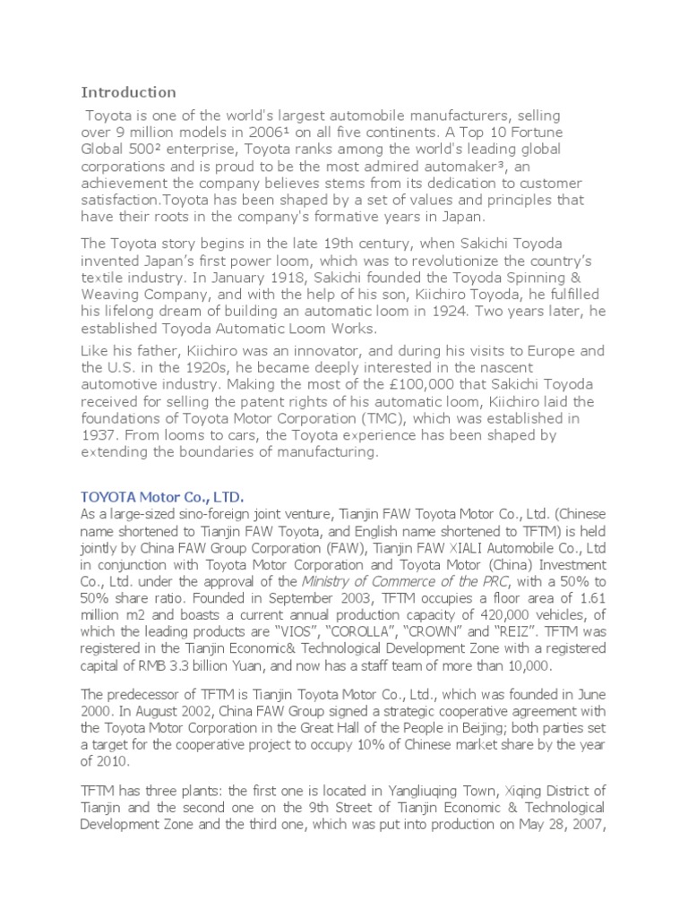 Introduction | PDF | Toyota | Economies