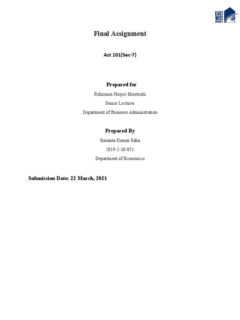 Final Assignment: Act 101 (Sec-7) | PDF