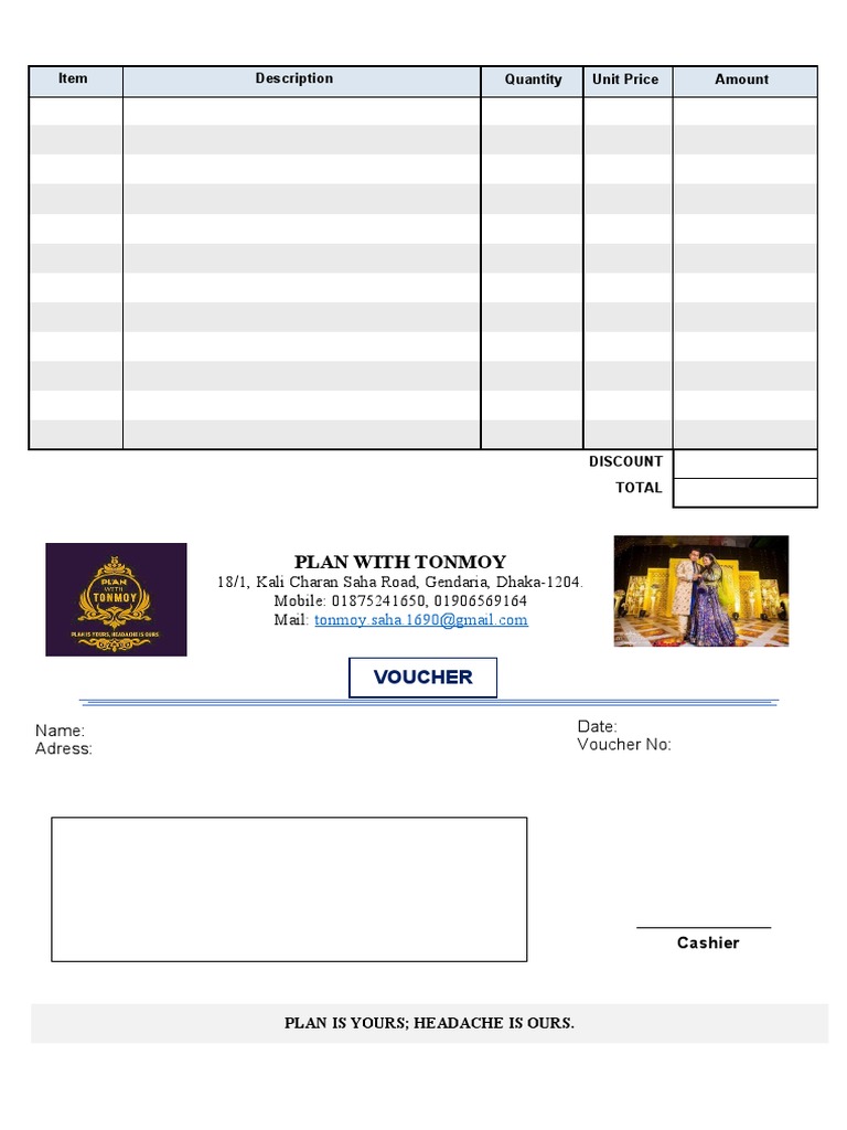 Plan With Tonmoy: Item Description Quantity Unit Price Amount | PDF