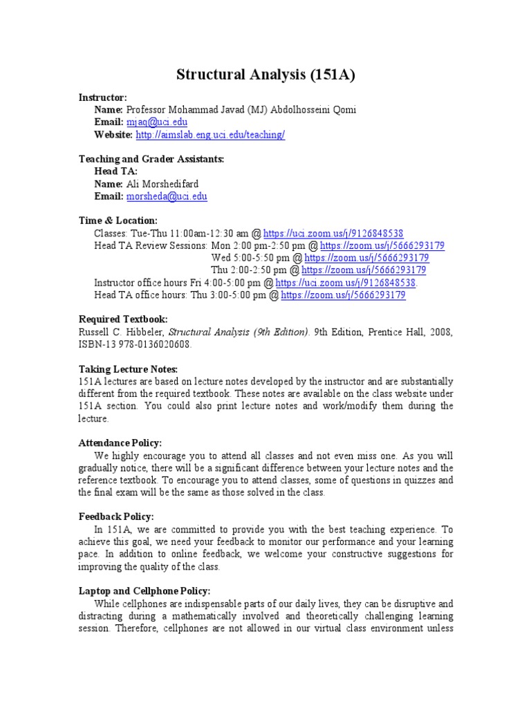 Lecture Notes W2021 | PDF | Beam (Structure) | Truss