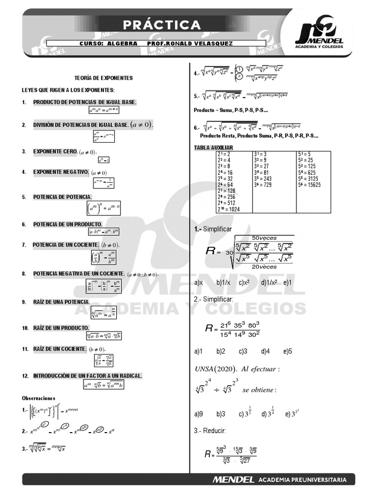 Practica de Teoría de Exponente 2021-165195642902-205213219489 | PDF
