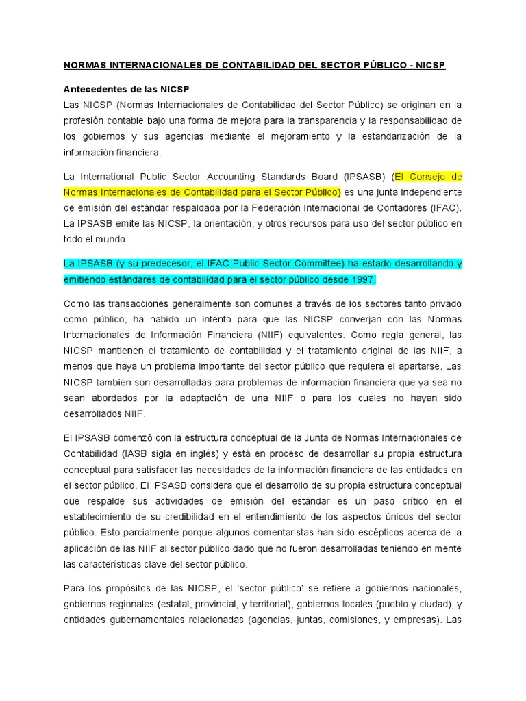 NICSP | PDF | normas internacionales de INFORMACION FINANCIERA ...