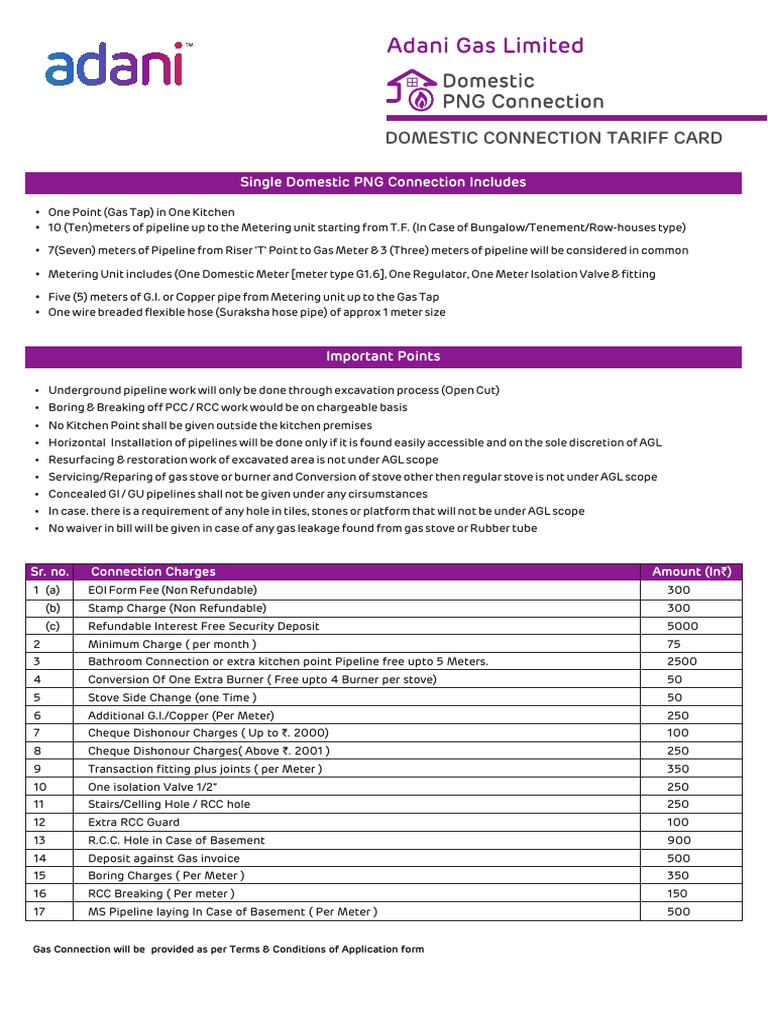 Domestic Tariff Card | PDF | Cheque | Pipe (Fluid Conveyance)