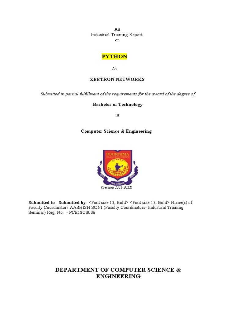 Industrial Training Report | PDF | Html | Html5