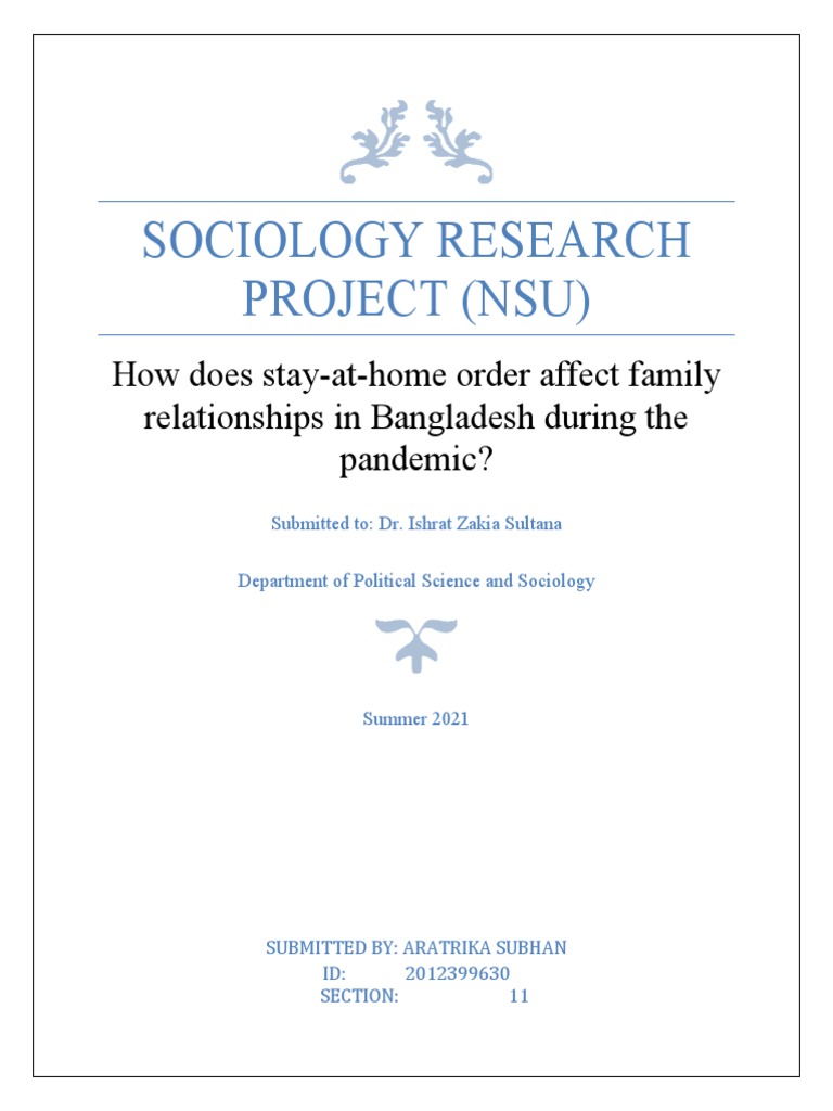 Sociology Research Project (Nsu) | PDF | Behavioural Sciences ...