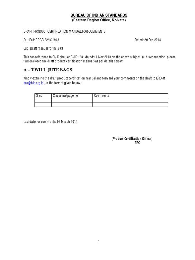 Is 1943 1995 (Version 2013) - A-Twill Bags Certification, Testing ...