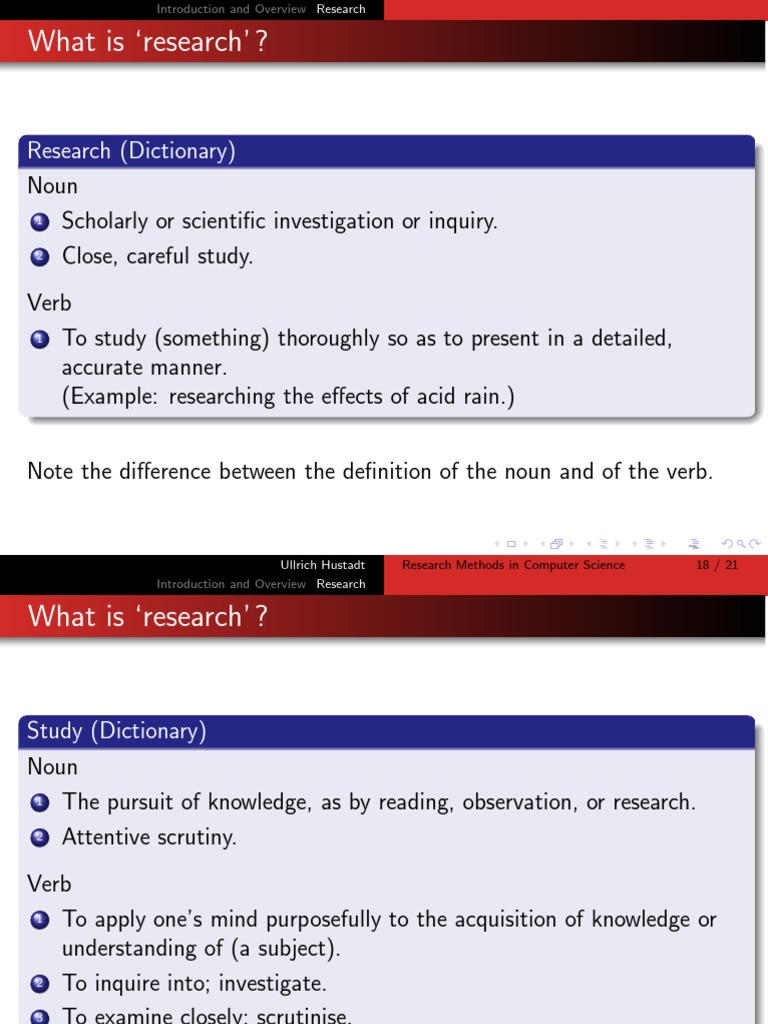 Research (Dictionary) : Research Methods in Computer Science 18 / 21 ...
