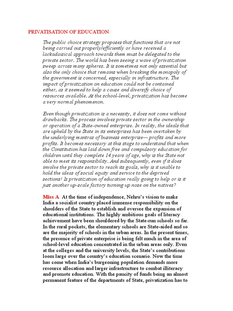 Education Privatization Debate | PDF | Privatization | Employment