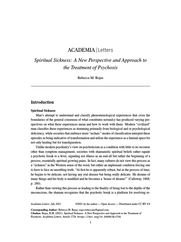Spiritual Sickness A New Perspective and | PDF | Psychosis ...