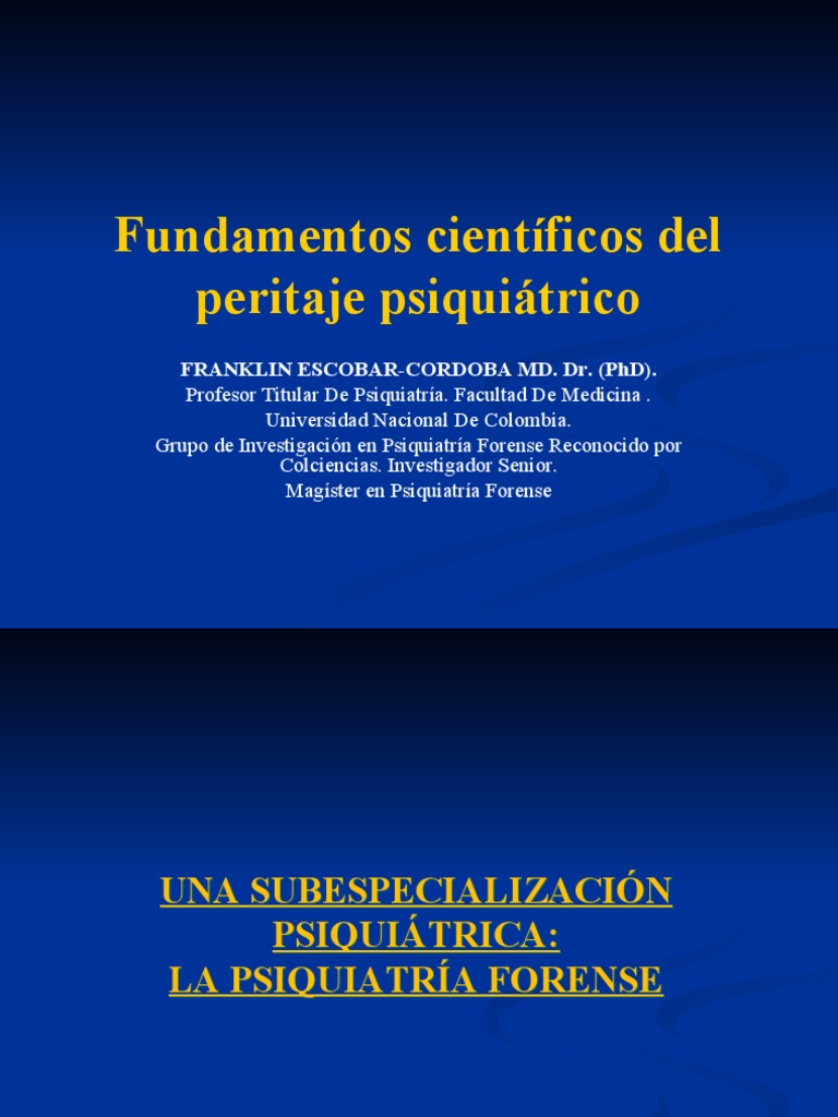 Fundamentos Científicos Del Peritaje Psiquiátrico: Franklin Escobar ...