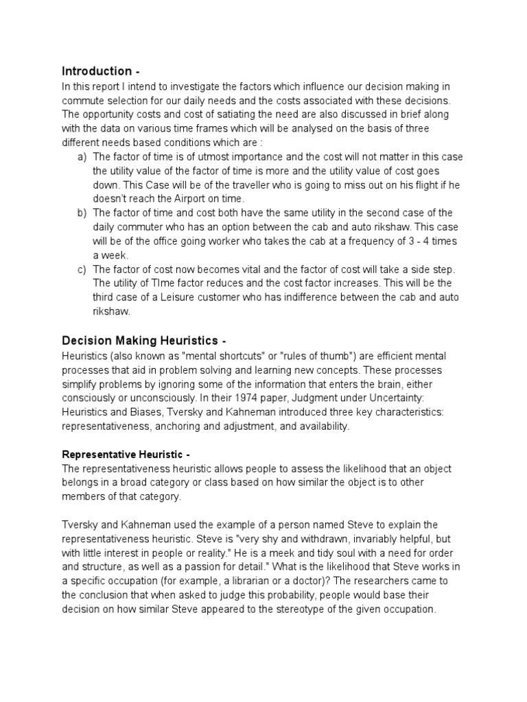 Introduction - : Representative Heuristic | PDF | Heuristics In ...