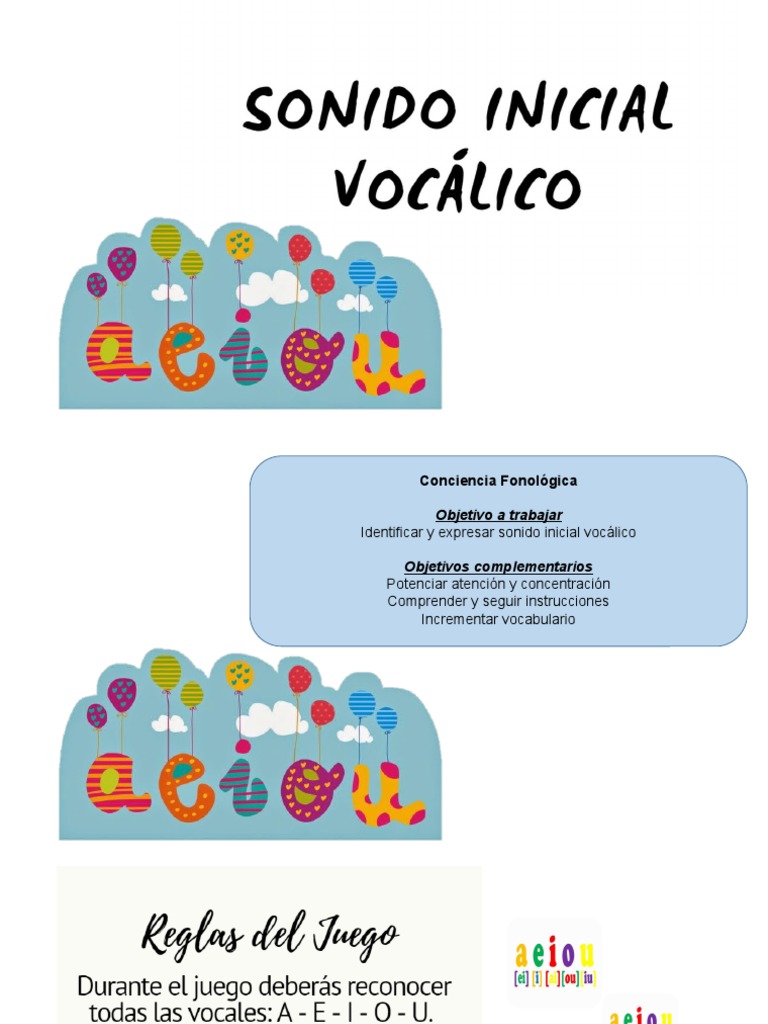 Sonidos Iniciales de Vocales | PDF