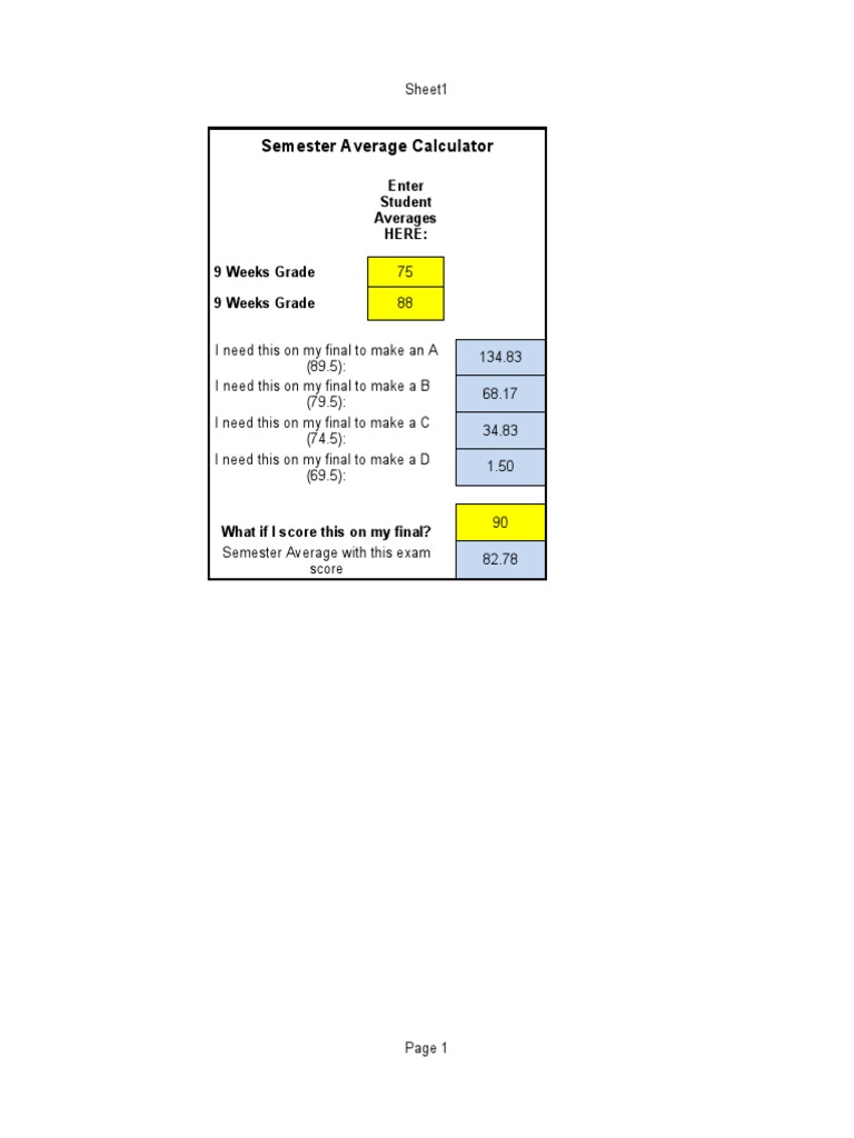 Semester Grade Calculator - 15% | PDF