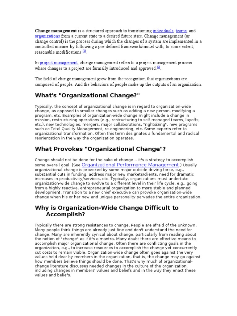 What's "Organizational Change?": Change Management Is A Structured ...
