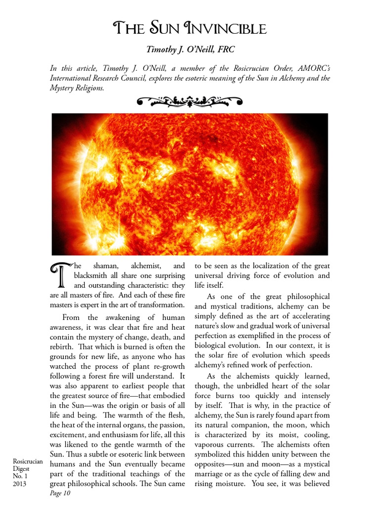 The Sun Invincible: Timothy J. O'Neill, FRC | PDF | Alchemy | Kundalini