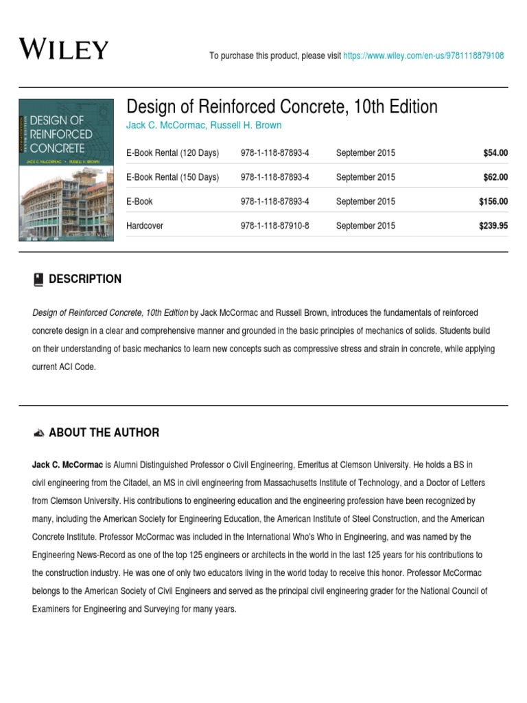Wiley - Design of Reinforced Concrete, 10th Edition - 978!1!118-87910-8 ...
