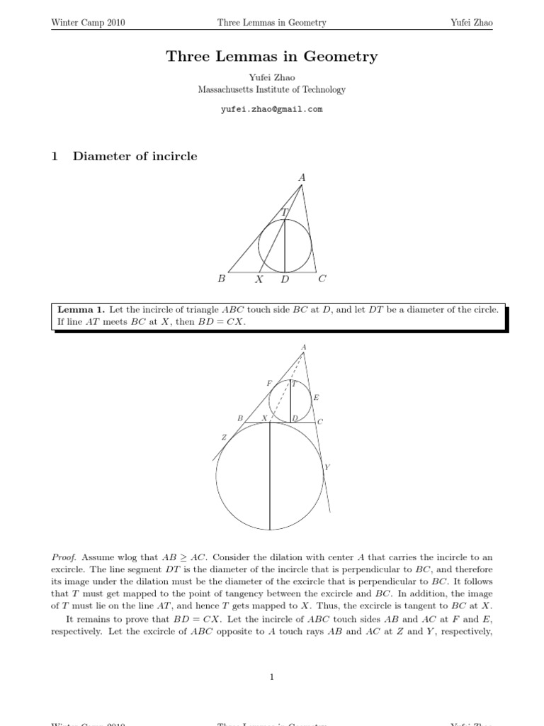 Three Geometry Lemmas | PDF