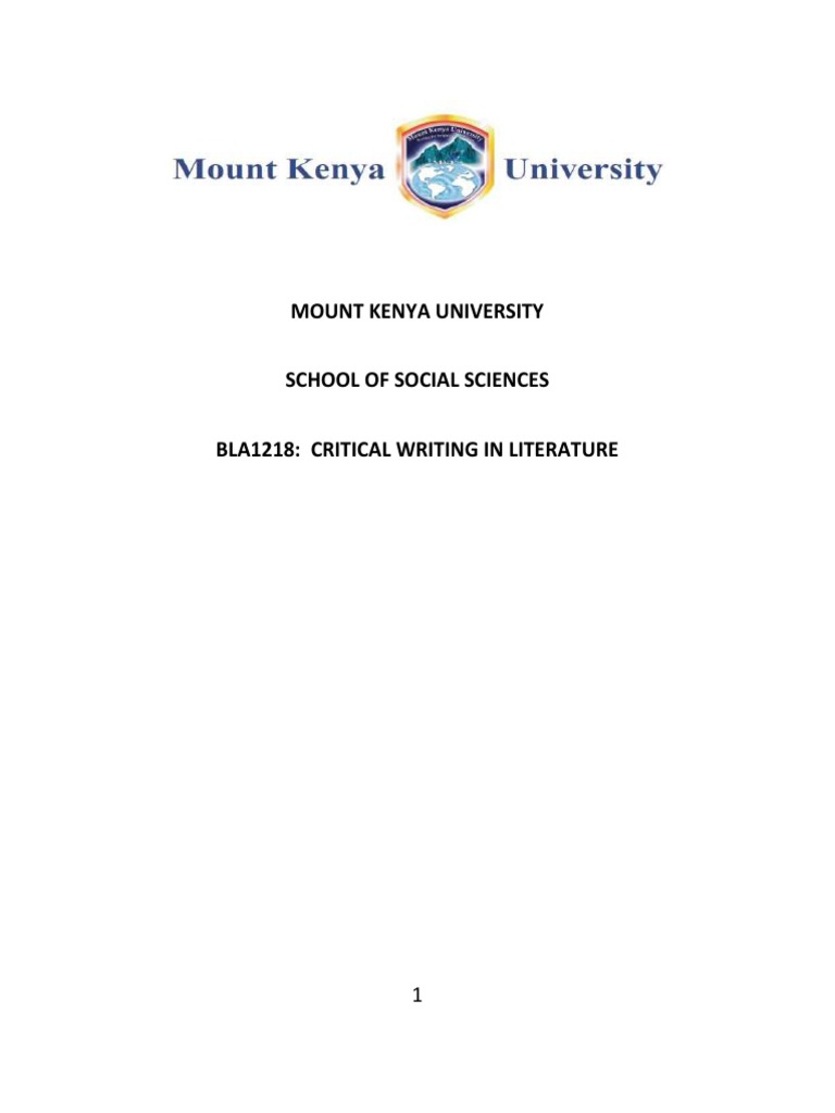 Critical Writing in Literature Course Guide | PDF | Essays | Writers