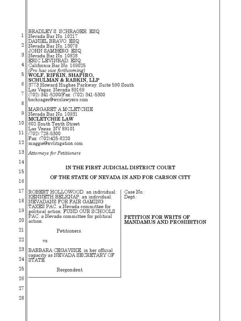 Petition For Writs of Mandamus | PDF | Initiative | Mandamus