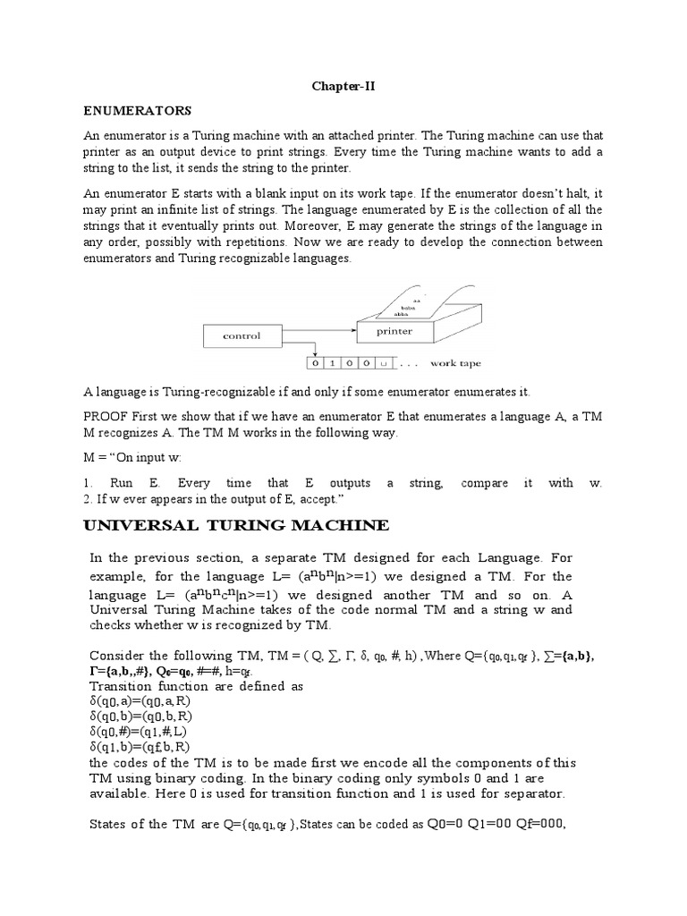 Chapter-II Enumerators: Universal Turing Machine | Download Free PDF | Computer Programming ...
