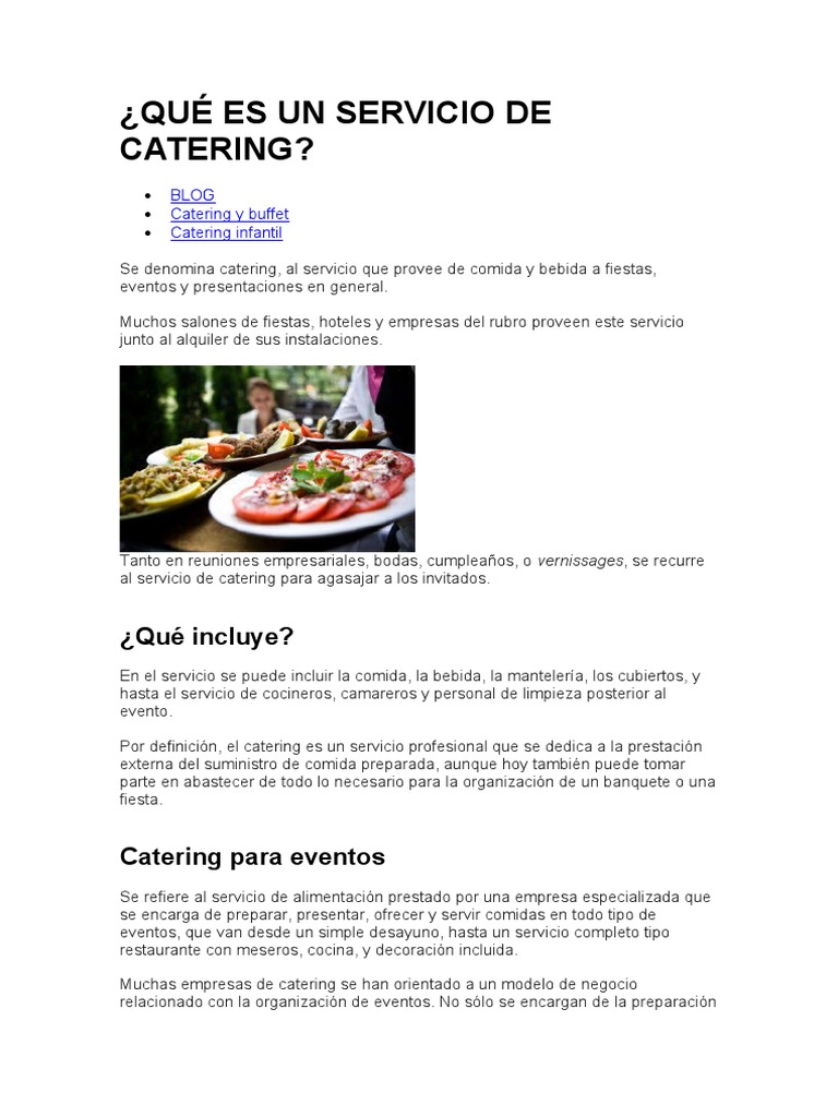 Definición y Tipos de Catering | PDF | Alimentos | Comida y bebida