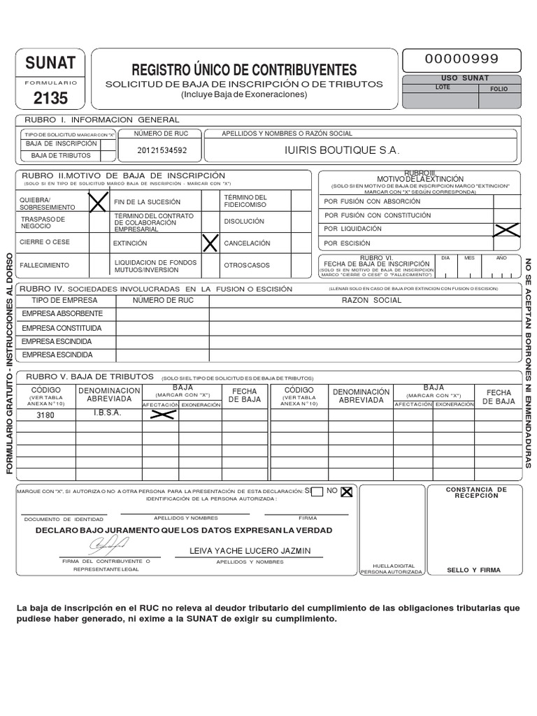 Sunat 2135: Registro Único de Contribuyentes | PDF | Sociedad de ...