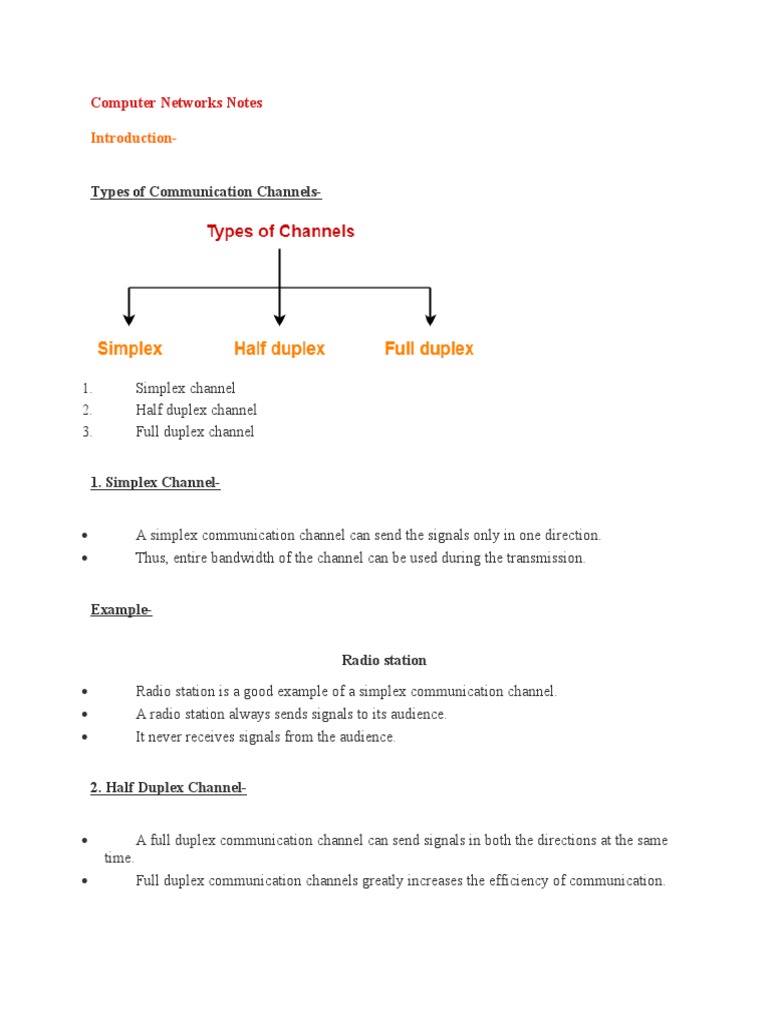 Computer Networks Notes | PDF | Transmission Control Protocol | Duplex ...