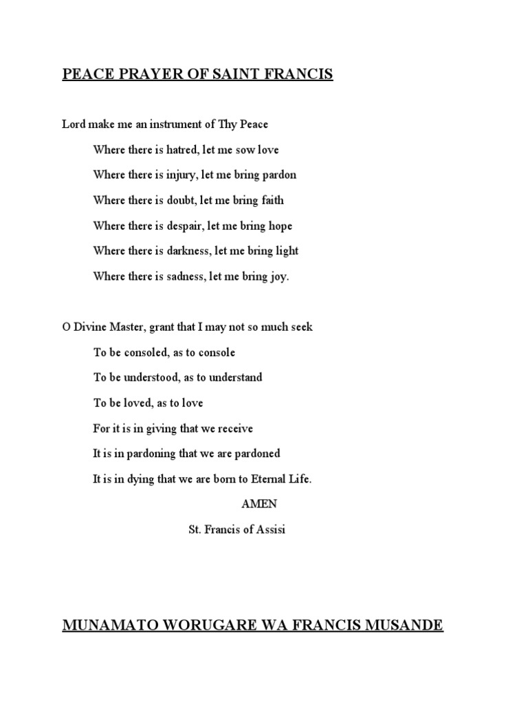 Peace Prayer of Saint Francis | PDF